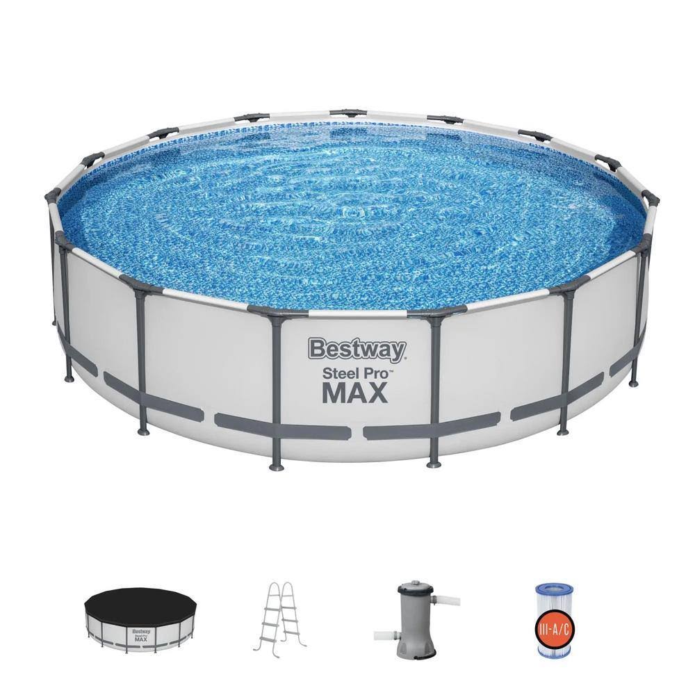 56687E-BW Pro MAX 15 ft. x 15 ft. Round 42 in. Deep Metal Frame Above ...